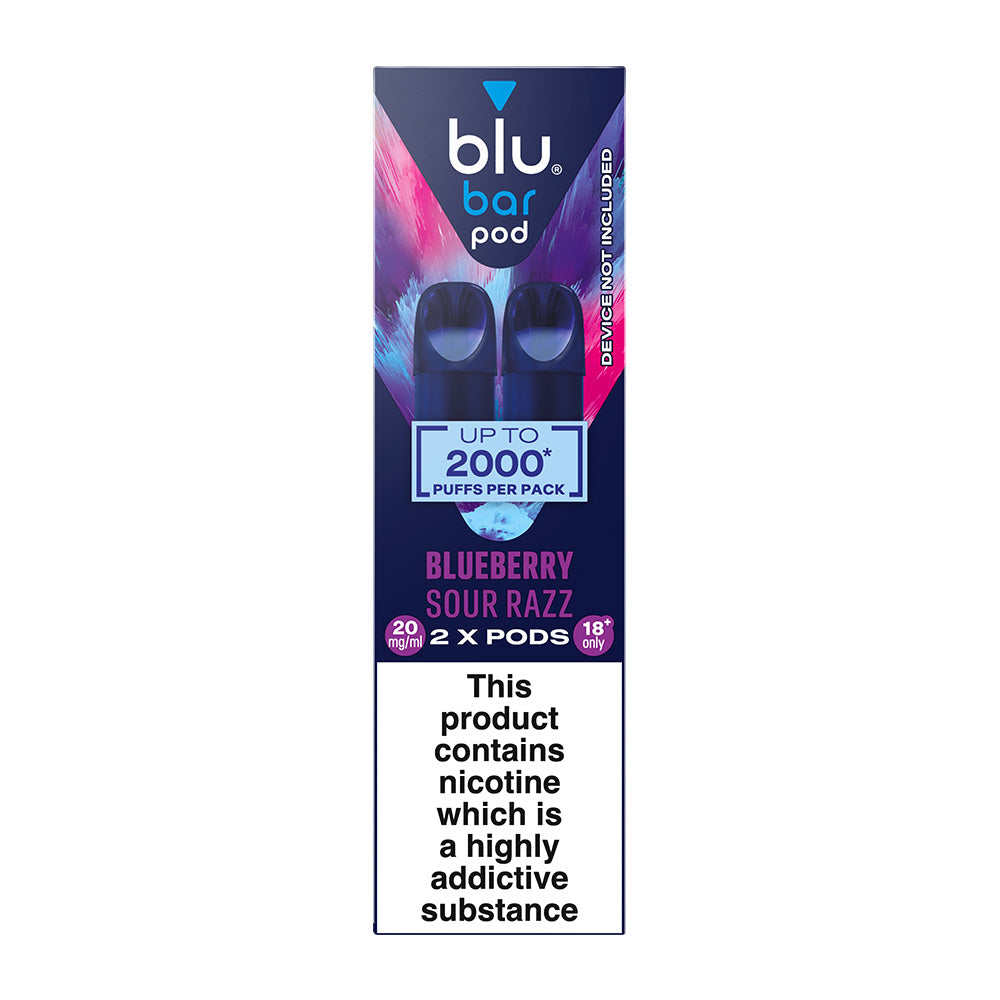 Blu Bar Pre-filled Pods | Blueberry Sour Razz | Free UK delivery