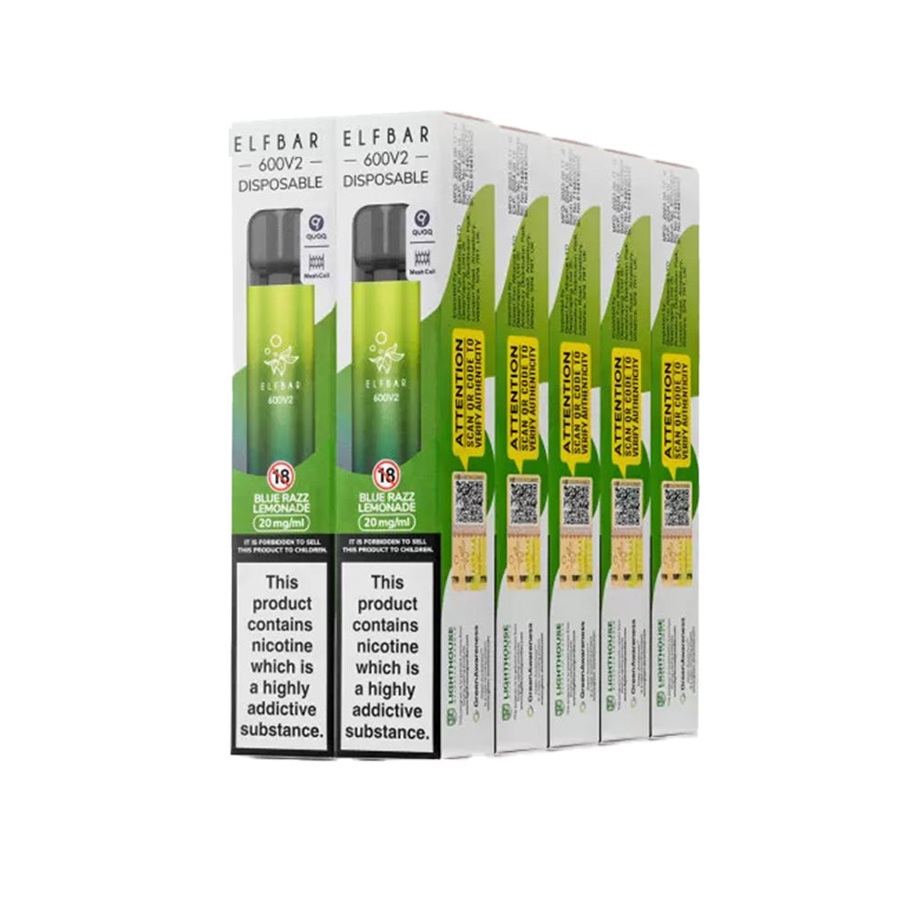 Elf Bar 600 V2 10 Pack | Blue Razz Lemonade | Free UK Delivery