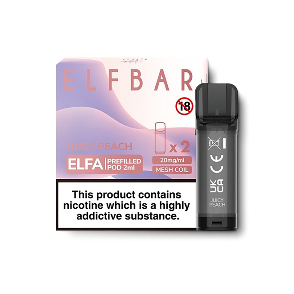 Elf Bar ELFA Juicy Peach Pods (2 Pack) | Nic Salt Carts
