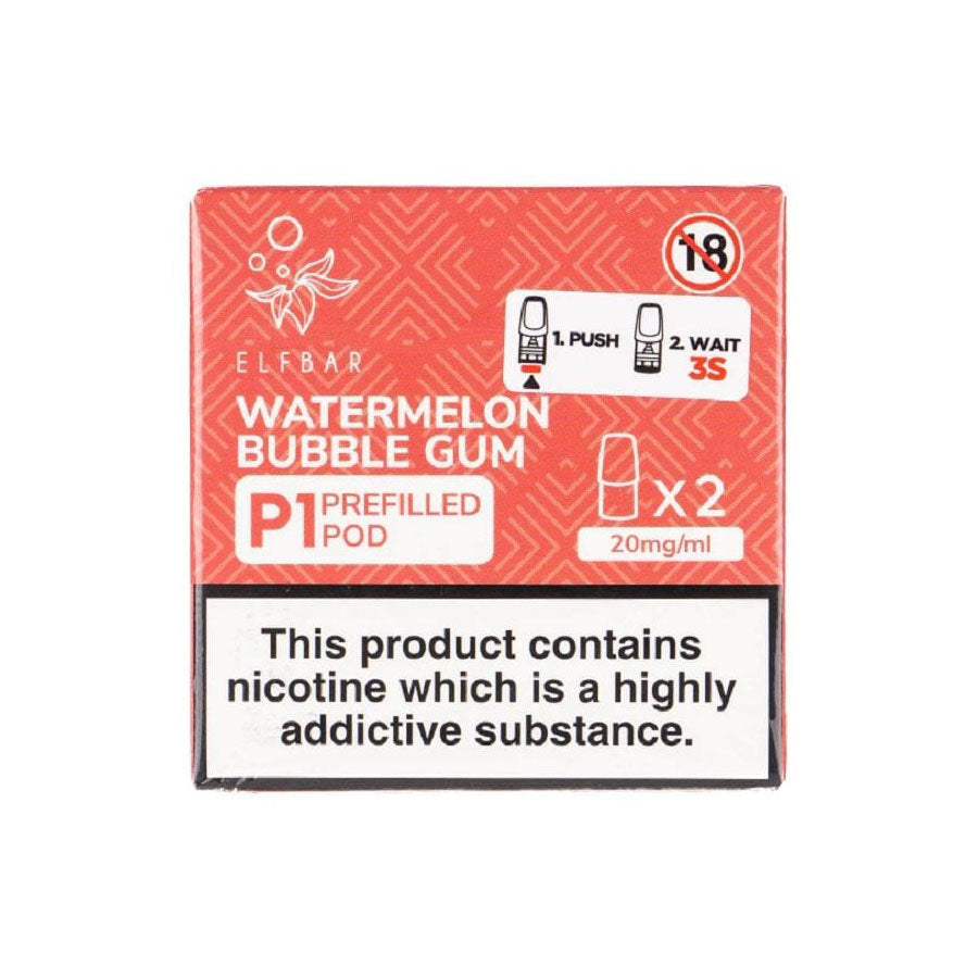 Elf Bar Mate P1 Watermelon Bubblegum Pods (2 Pack) | Free UK Delivery